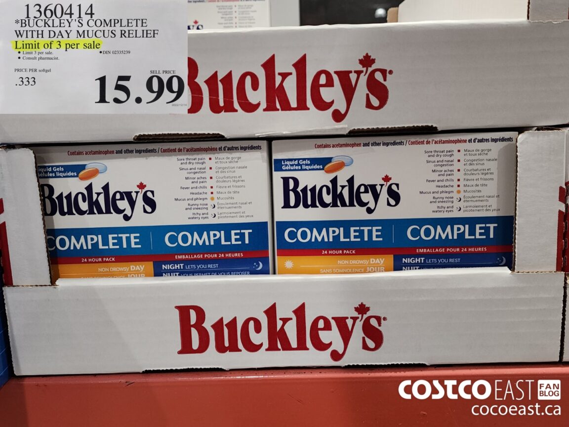 1360414 BUCKLEY S COMPLETE WITH DAY MUCUS RELIEF 15 99 - Costco East ...
