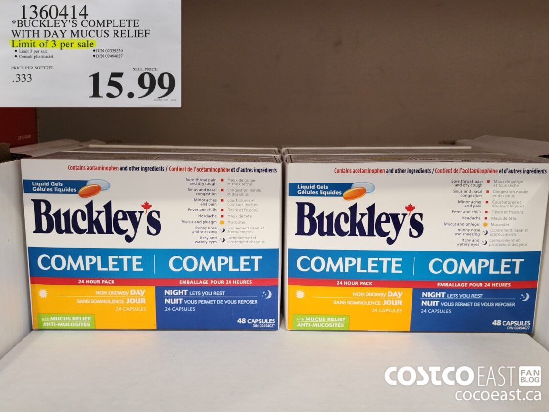 1360414 BUCKLEY S COMPLETE WITH DAY MUCUS RELIEF LIMIT OF 3 PER SALE 15 ...