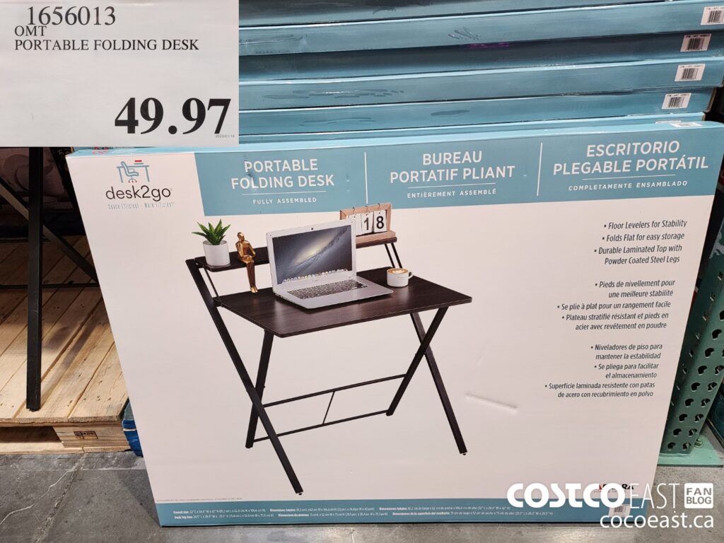 1656013 OMT PORTABLE FOLDING DESK 49 97 - Costco East Fan Blog