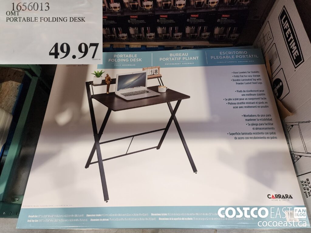 1656013 OMT PORTABLE FOLDING DESK 49 97 - Costco East Fan Blog