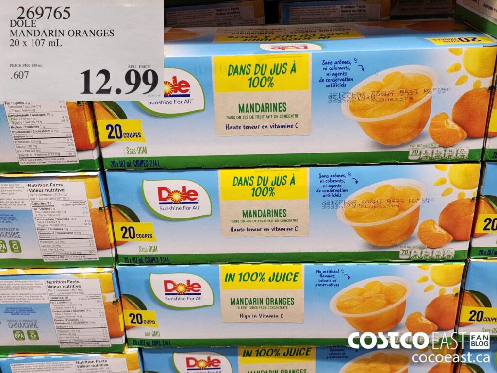 269765 DOLE MANDARIN ORANGES 20 x 107 MG 12 99 - Costco East Fan Blog