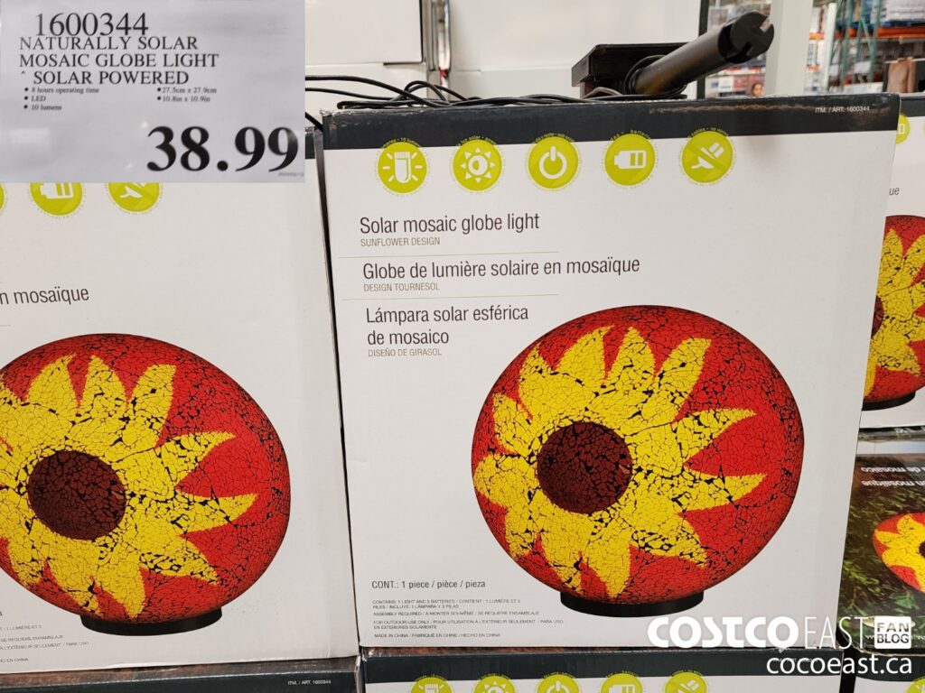 1600344 NATURALLY SOLAR MOSAIC GLOBE LIGHT SOLAR POWERED 39 99 - Costco ...