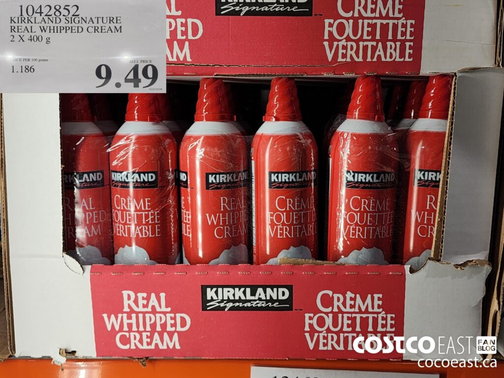 1042852 KIRKLAND SIGNATURE REAL WHIPPED CREAM 2 X 400 g 9 49 - Costco ...