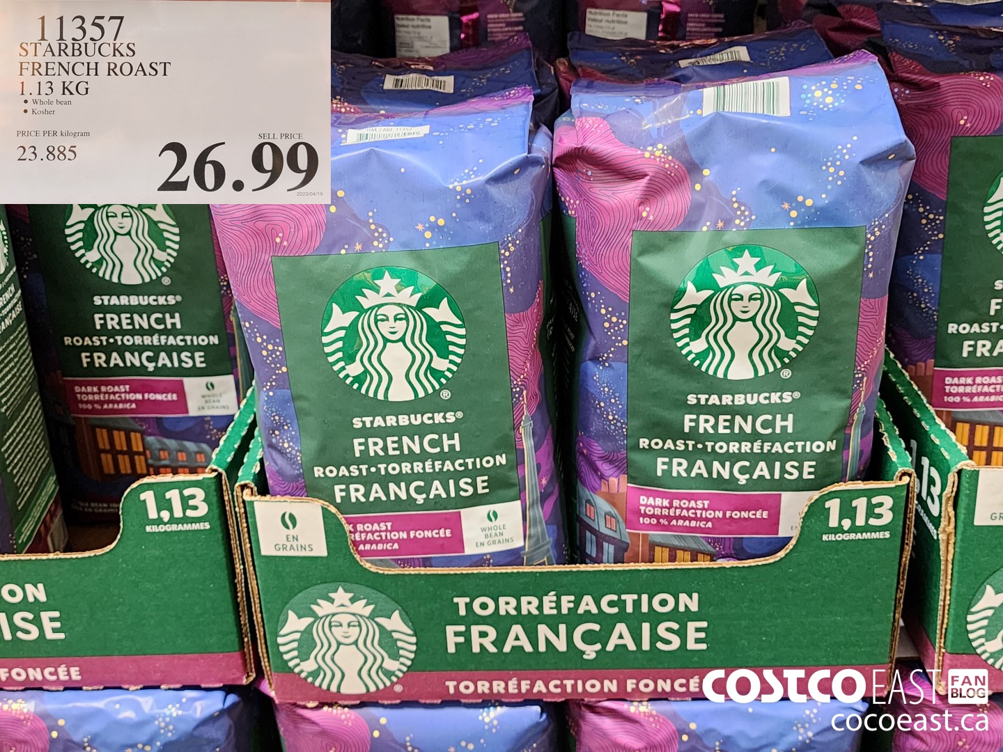 11357 STARBUCKS FRENCH ROAST 1 13 KG 26 99 - Costco East Fan Blog