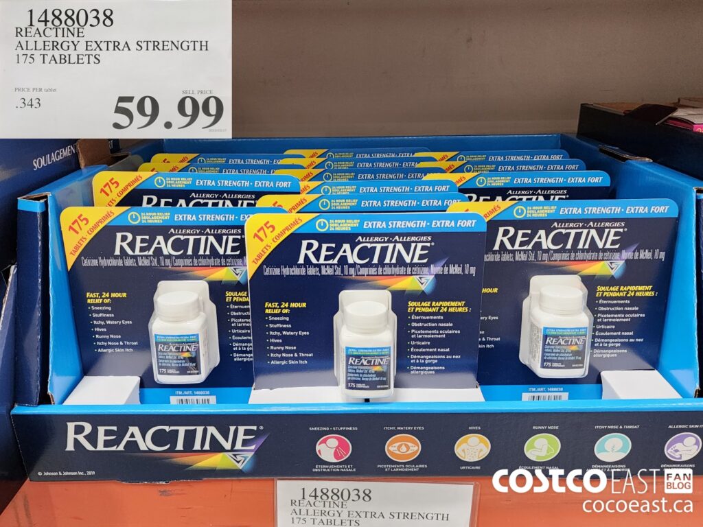 1488038 REACTINE ALLERGY EXTRA STRENGTH 175 TABLETS 59 99 - Costco East ...