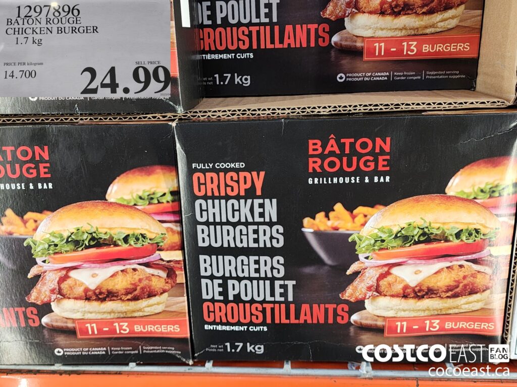 1297896 BATON ROUGE CHICKEN BURGER 1 7 kg 24 99 - Costco East Fan Blog