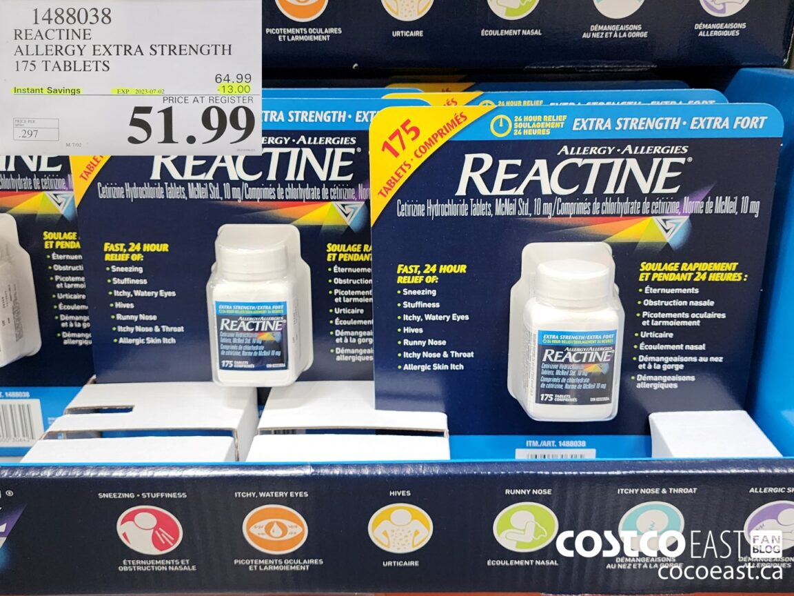 1488038 REACTINE ALLERGY EXTRA STRENGTH 175 TABLETS 13 00 INSTANT ...