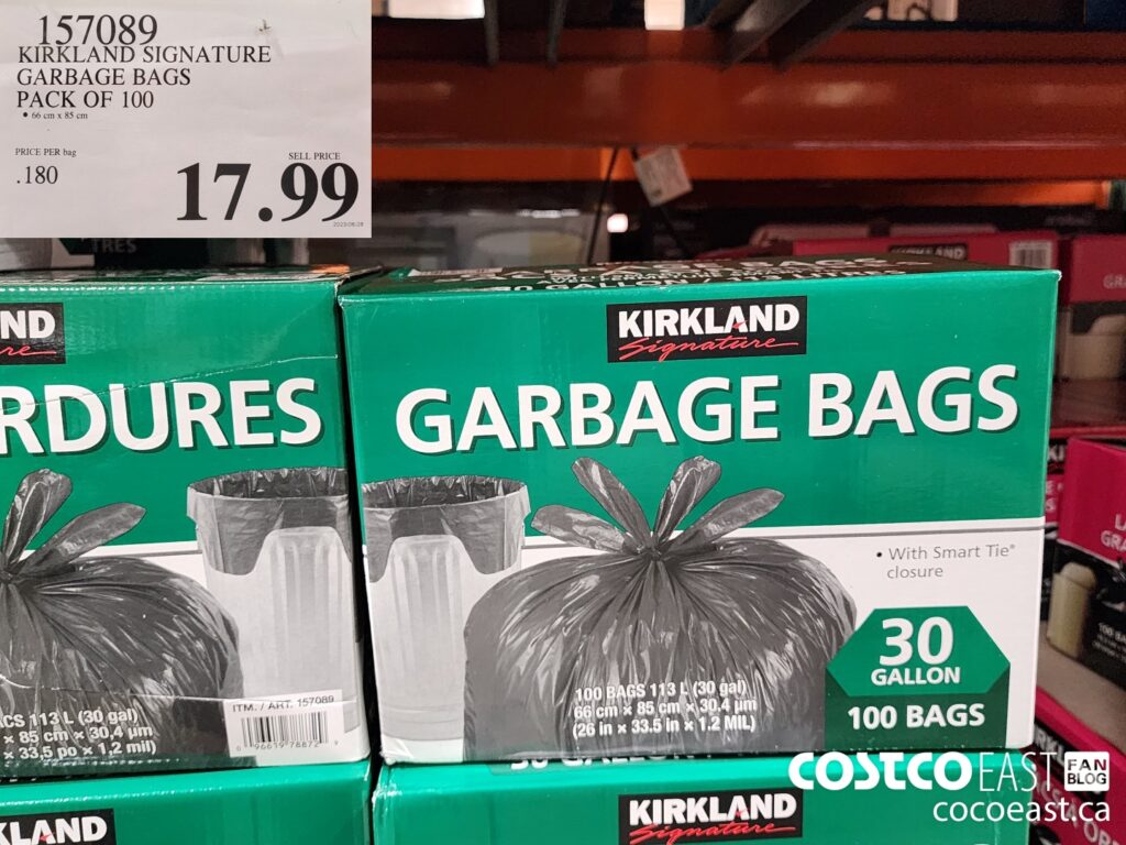 157089 KIRKLAND SIGNATURE GARBAGE BAGS PACK OF 100 17 99 - Costco East ...