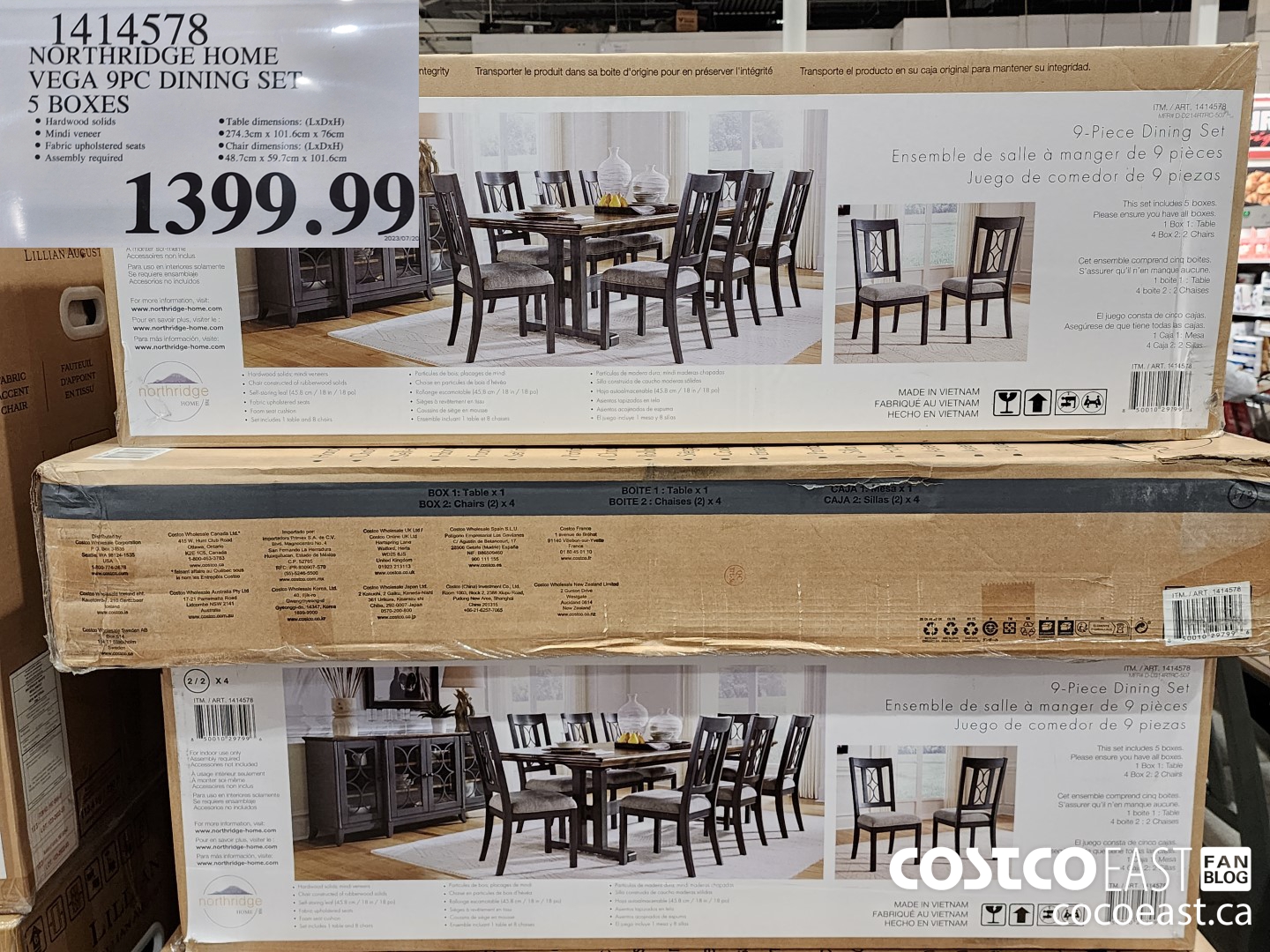 1414578 NORTHRIDGE HOME VEGA 9PC DINING SET 5 BOXES 1399 99 Costco East Fan Blog