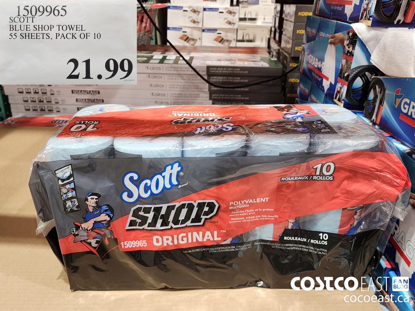 1509965 SCOTT BLUE SHOP TOWEL 55 SHEETS PACK OF 10 21 99 - Costco East ...