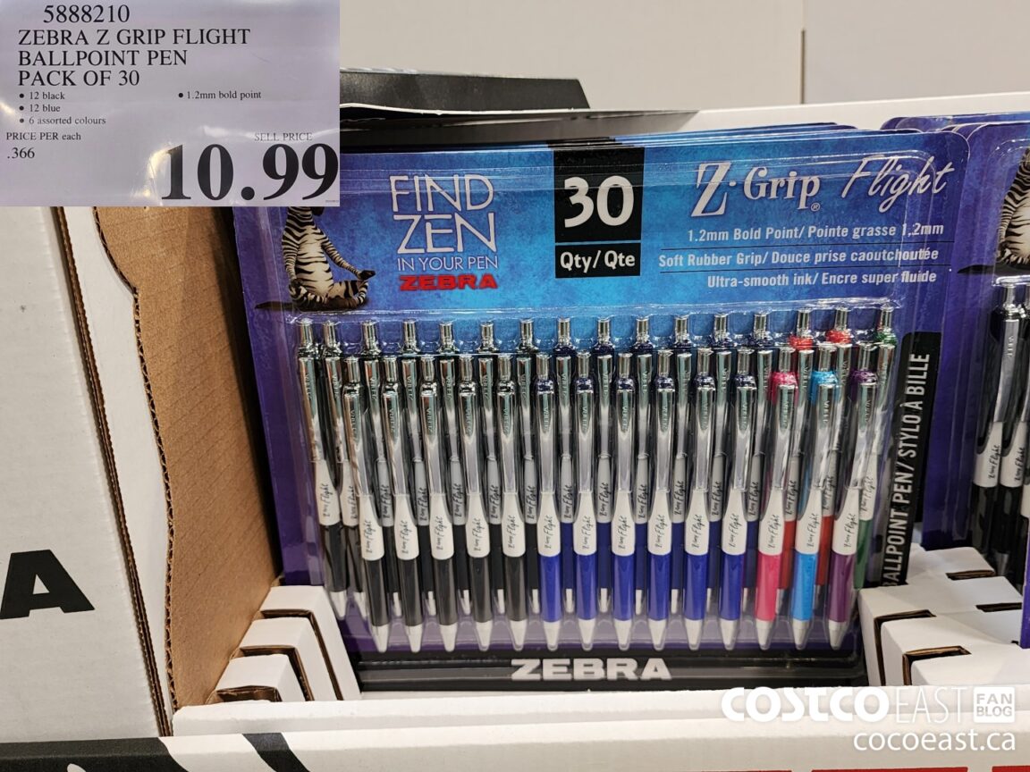 5888210 ZEBRA Z GRIP FLIGHT BALLPOINT PEN PACK OF 30 10 99 - Costco ...