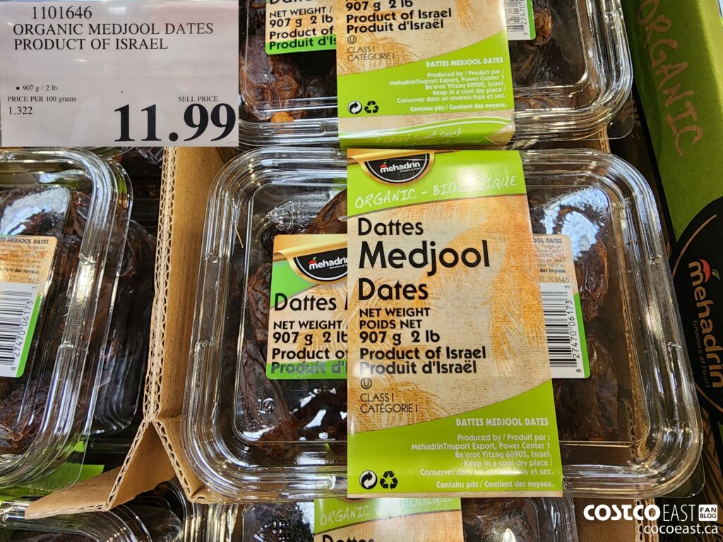 1101646 ORGANIC MEDJOOL DATES PRODUCT OF ISRAEL 11 99 - Costco East Fan ...