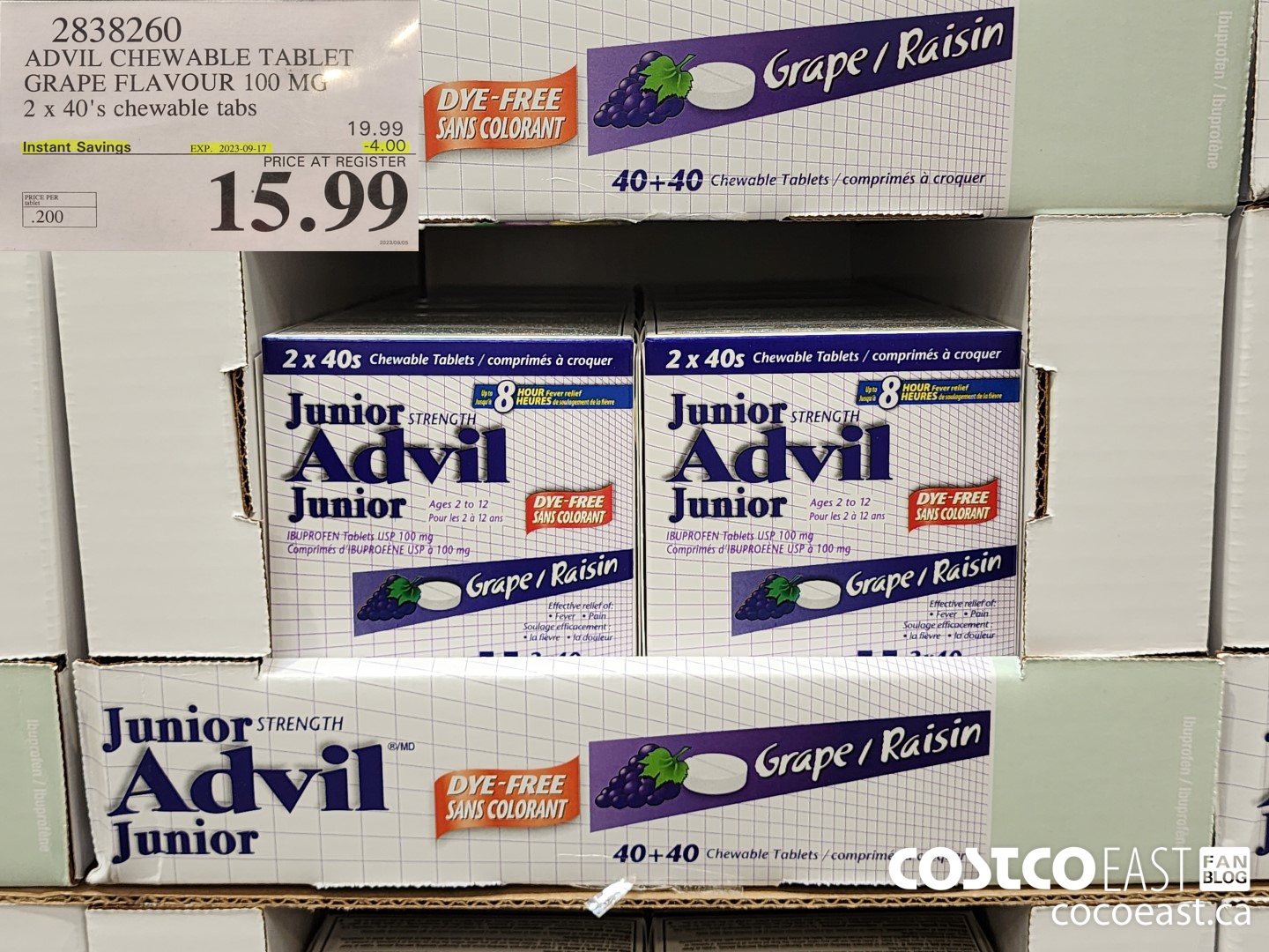 2838260 ADVIL CHEWABLE TABLET GRAPE FLAVOUR 100 MG 2 X 40 S CHEWABLE ...