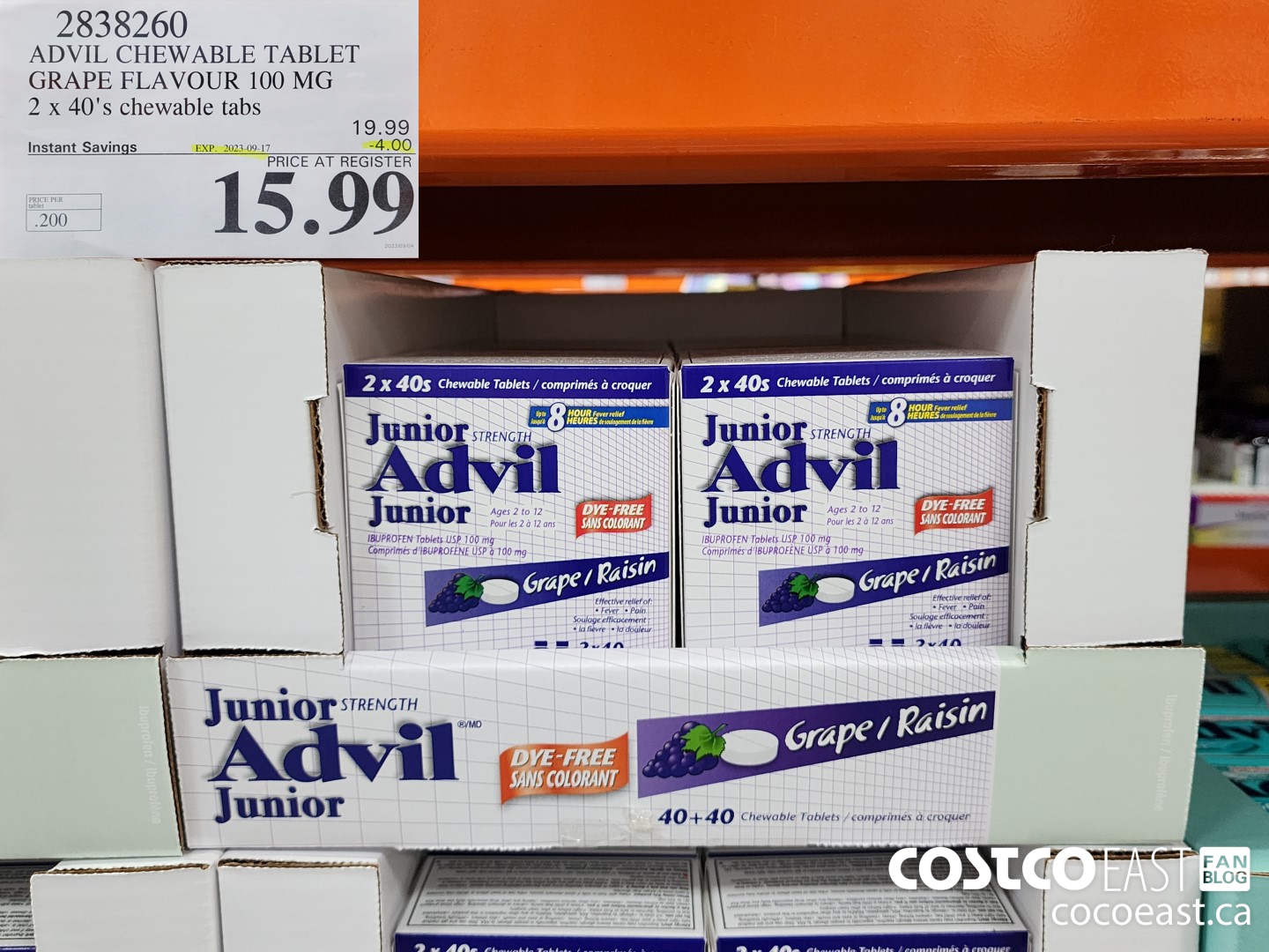 2838260 ADVIL CHEWABLE TABLET GRAPE FLAVOUR 100 MG 2 X 40 S CHEWABLE ...