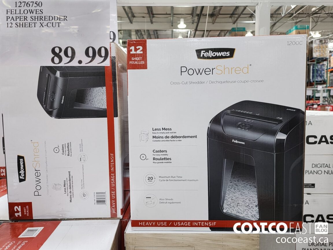 1276750 FELLOWS PAPER SHREDDER 12 SHEET X CUT 89 99 - Costco East Fan Blog