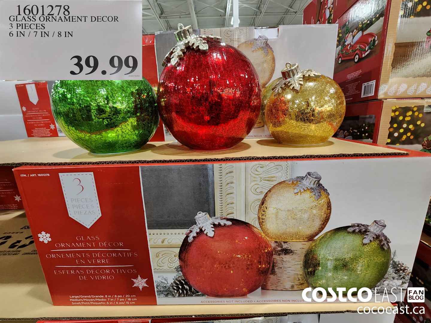 1601278 GLASS ORNAMENT DECOR 3 PIECES 6IN 7IN 8 IN 39 99 - Costco East ...