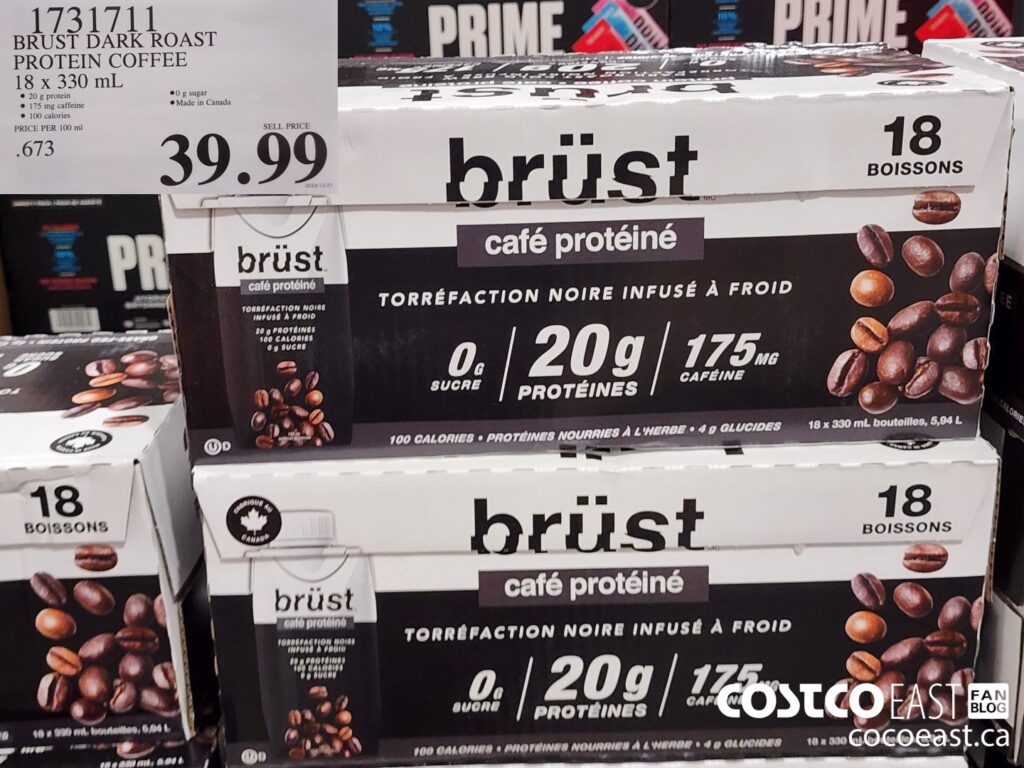 1731711 BRUST DARK ROAST PROTEIN COFFEE 18 x 330 mL 39 99 - Costco East ...