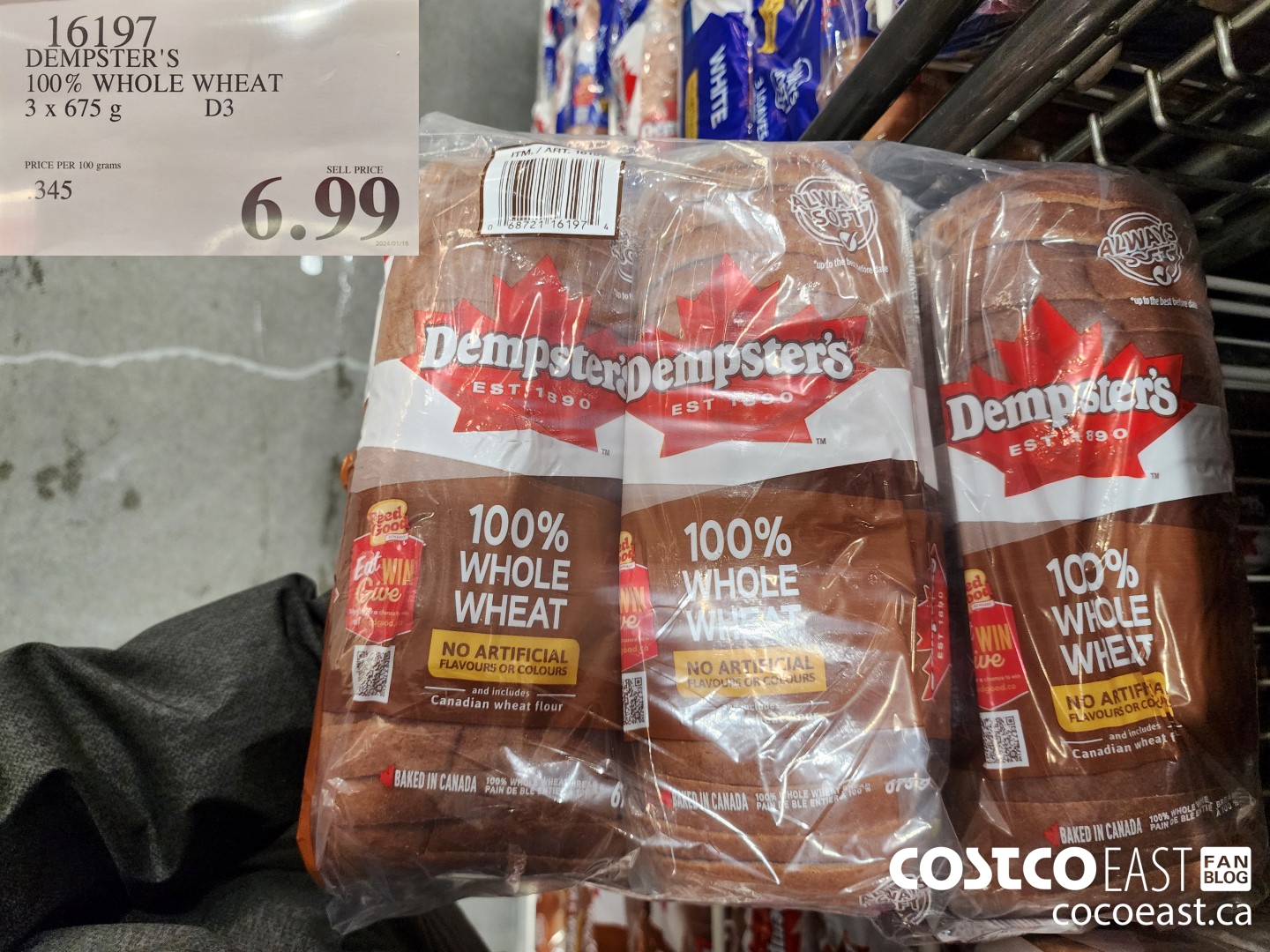 16197 DEMPSTER S 100 WHOLE WHEAT 3 X 675 G 6 99 - Costco East Fan Blog