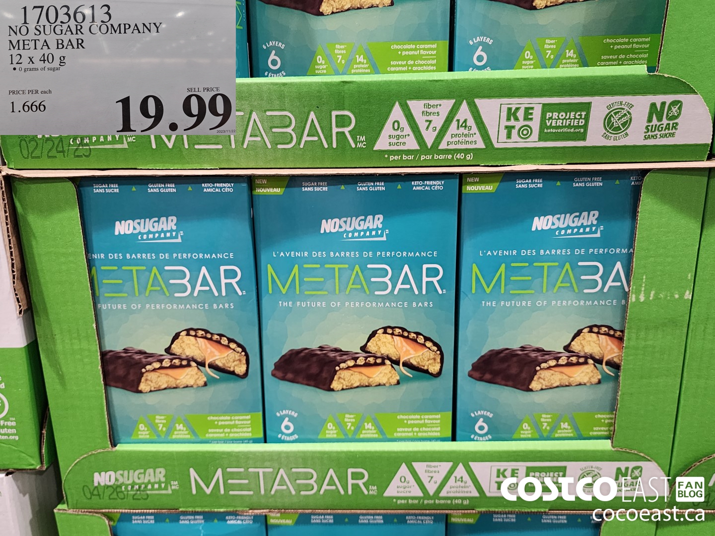 1703613 NO SUGAR COMPANY META BAR 12x 40 g 19 99 - Costco East Fan Blog