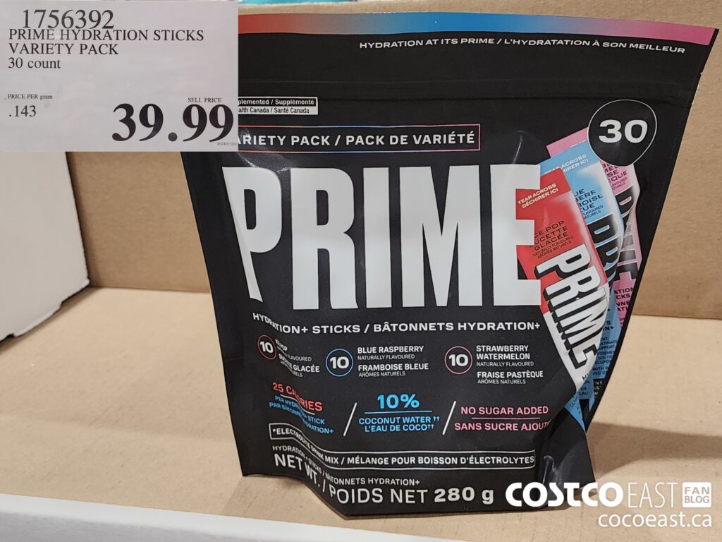 1756392 PRIME HYDRATION STICKS VARIETY PACK 30 count 39 99 - Costco ...