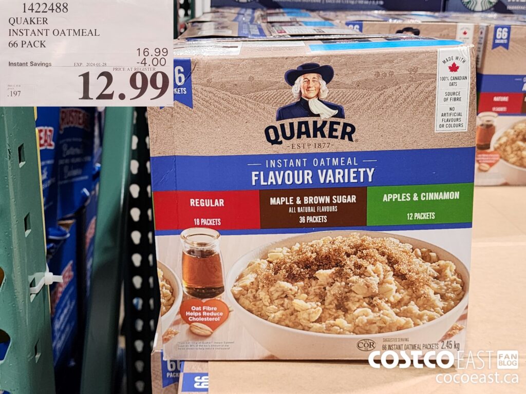 1422488 QUAKER INSTANT OATMEAL 66 PACK 4 00 INSTANT SAVINGS EXPIRES ON 2024 01 28 12 99 - Costco ...