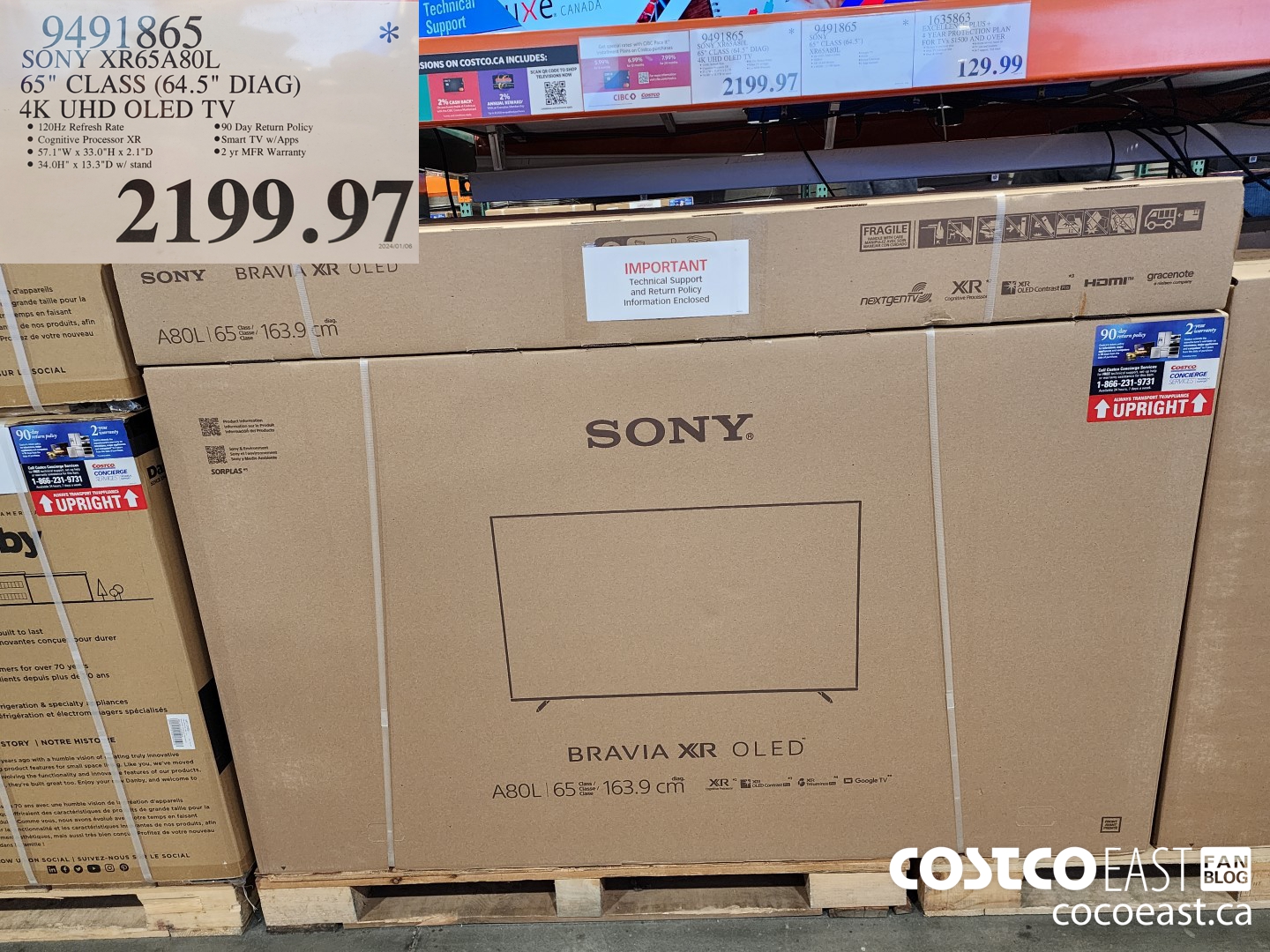 9491865 SONY XR65A80L 65 CLASS 64 5 DIAG 4K UHD OLED TV 2199 97 ...