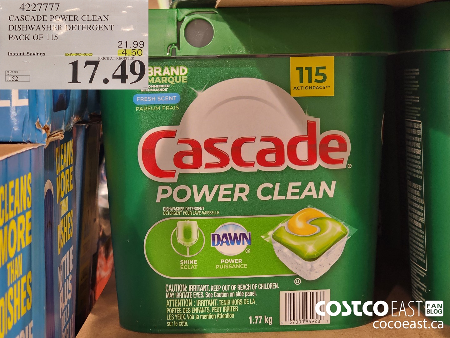 4227777 CASCADE POWER CLEAN DISHWASHER DETERGENT PACK OF 115 4 50 ...
