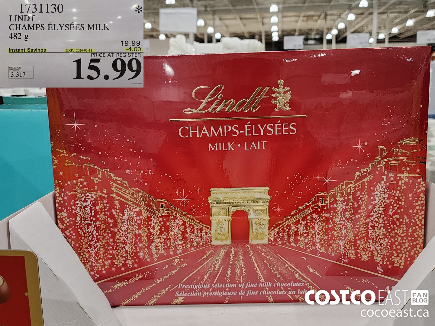 1731130 LINDT CHAMPS ELYSEES MILK 482 g 4 00 INSTANT SAVINGS EXPIRES ON ...