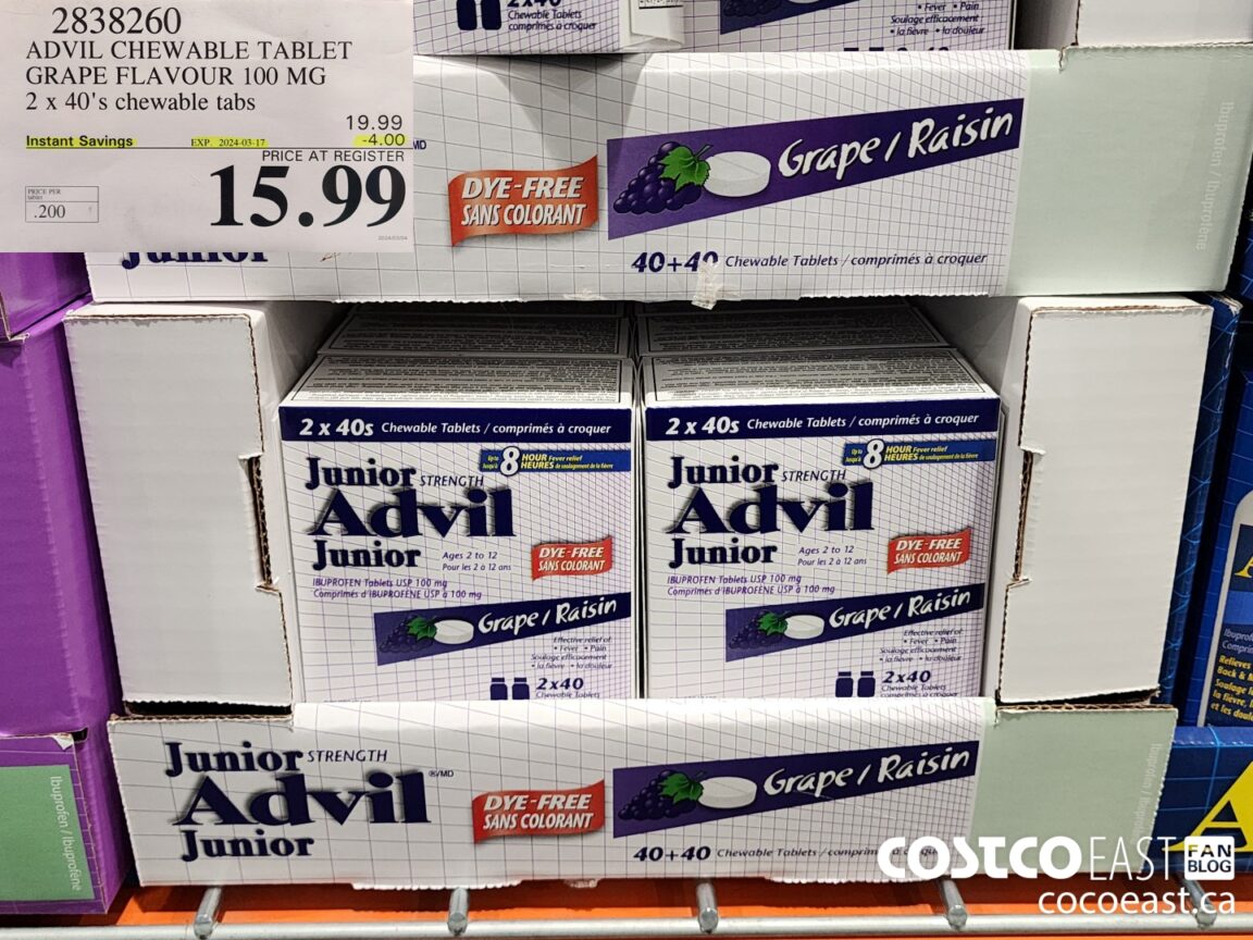 2838260 ADVIL CHEWABLE TABLET GRAPE FLAVOUR 100 MG 2 X 40 S CHEWABLE ...