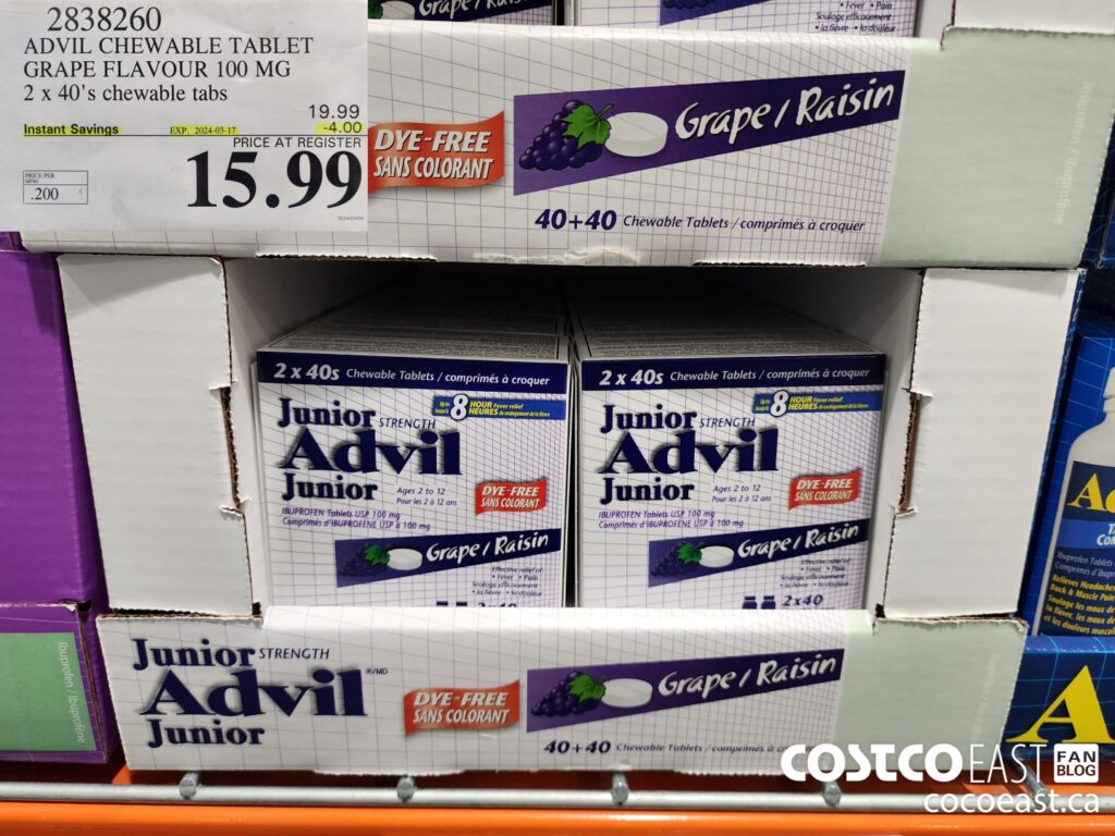 2838260 ADVIL CHEWABLE TABLET GRAPE FLAVOUR 100 MG 2 X 40 S CHEWABLE ...