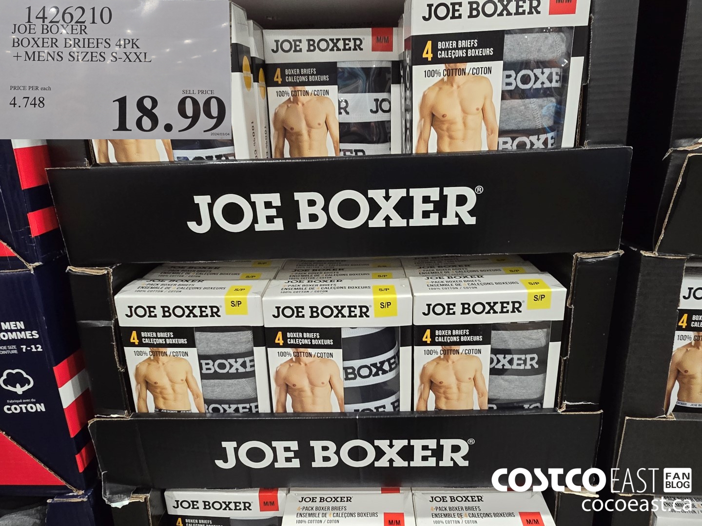 1426210 JOE BOXER BOXER BRIEF 4PK MENS SIZES S XXL 18 99 - Costco East ...