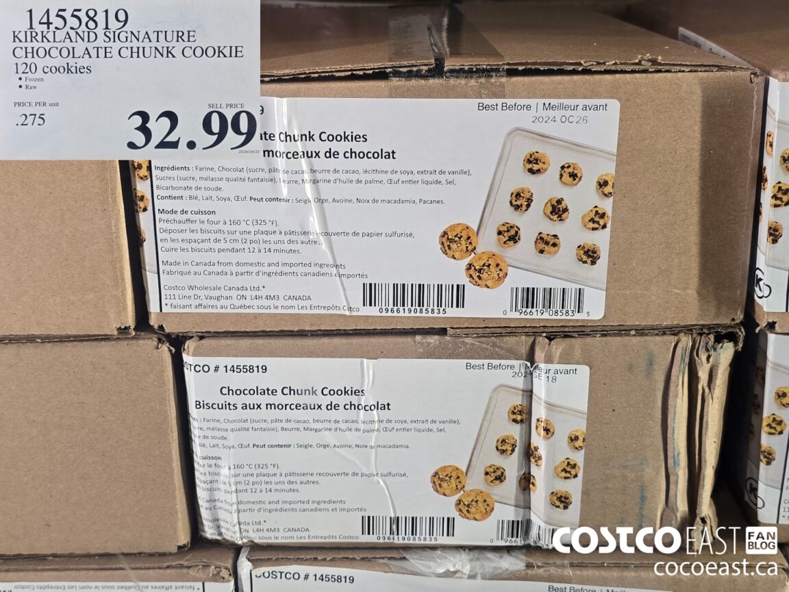 1455819 KIRKLAND SIGNATURE CHOCOLATE CHUNK COOKIE 120 COOKIES 32 99 ...