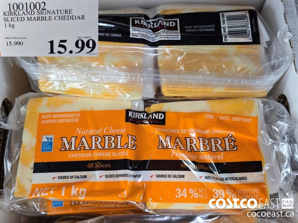 1001002 KIRKLAND SIGNATURE SLICED MARBLE CHEDDAR 1 KG 15 99 - Costco ...
