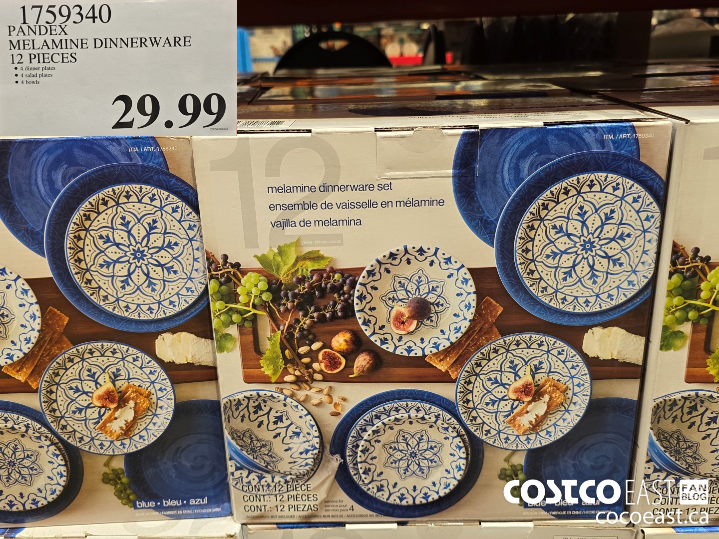 1759340 PANDEX MELAMINE DINNERWARE 12 PIECES 29 99 - Costco East Fan Blog