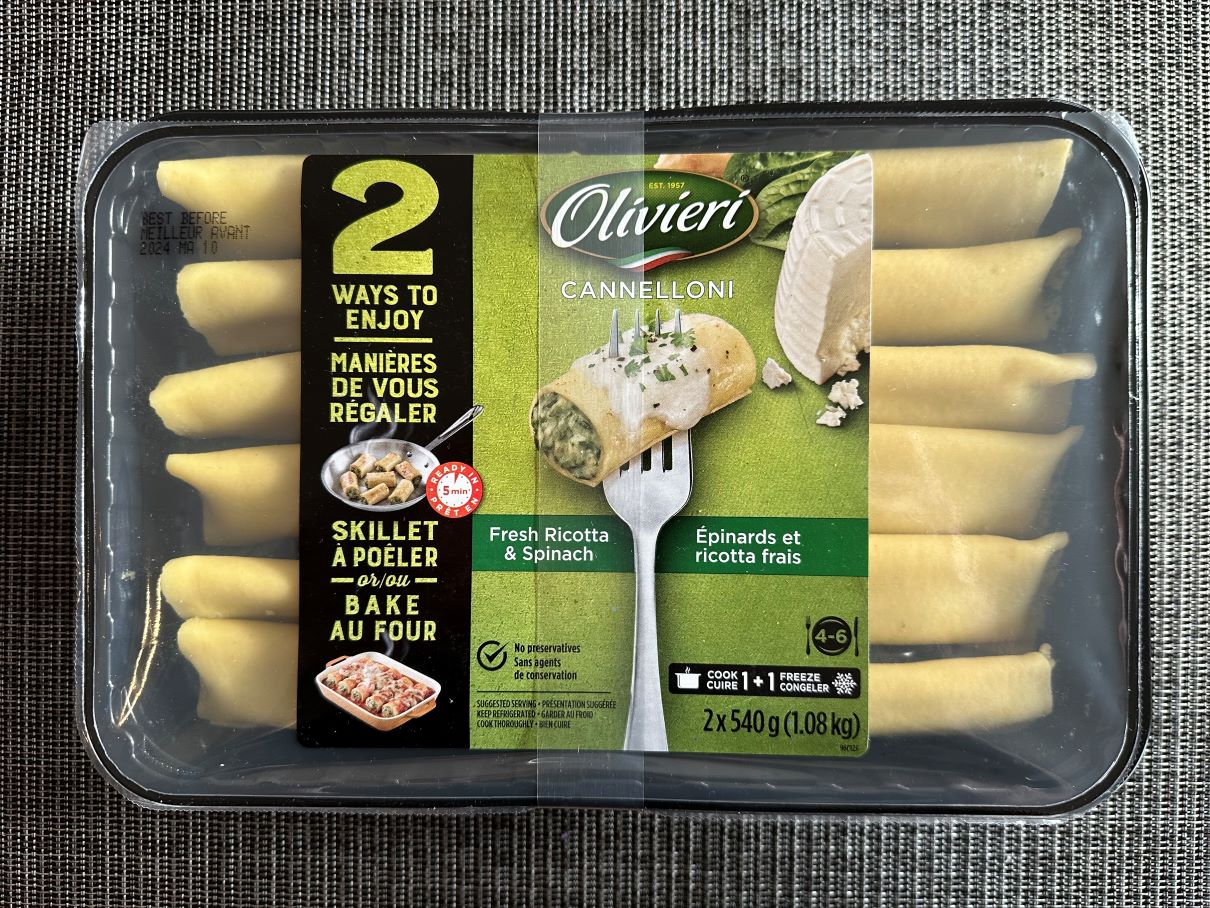 Natalie reviews: Olivieri Fresh Ricotta & Spinach Cannelloni - Costco ...