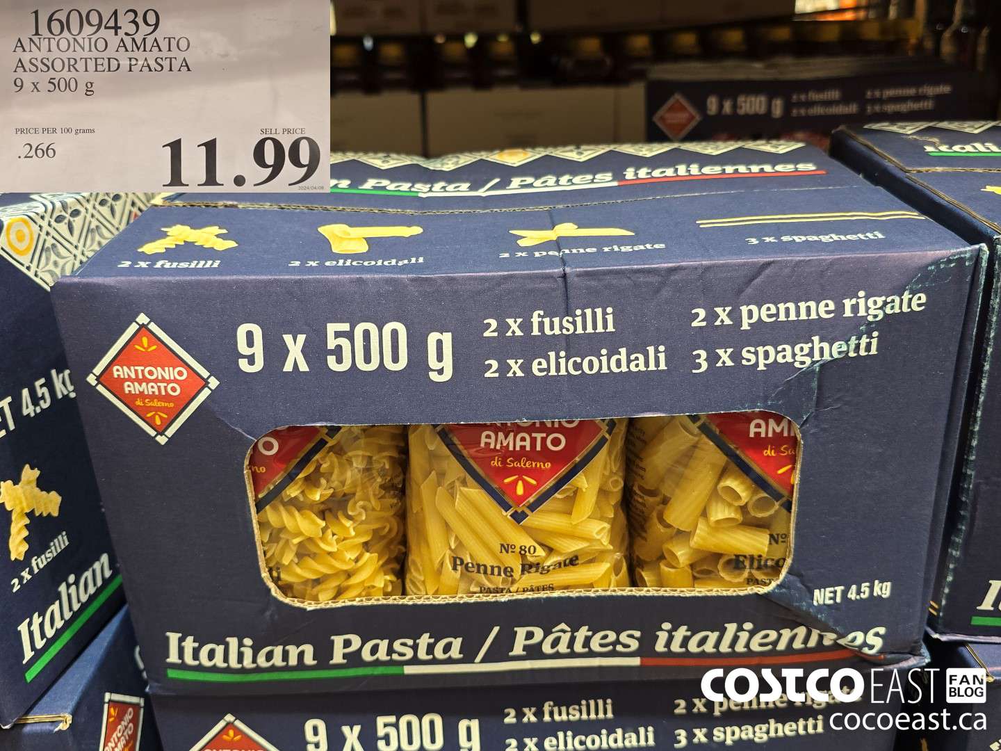 1609439 ANTONIO AMATO ASSORTED PASTA 9 x 500 g 11 99 - Costco East Fan Blog