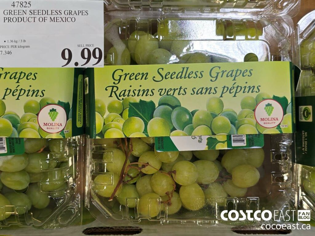 47825 GREEN SEEDLESS GRAPES PRODUCT OF SOUTH AFRICA 9 99 - Costco East ...