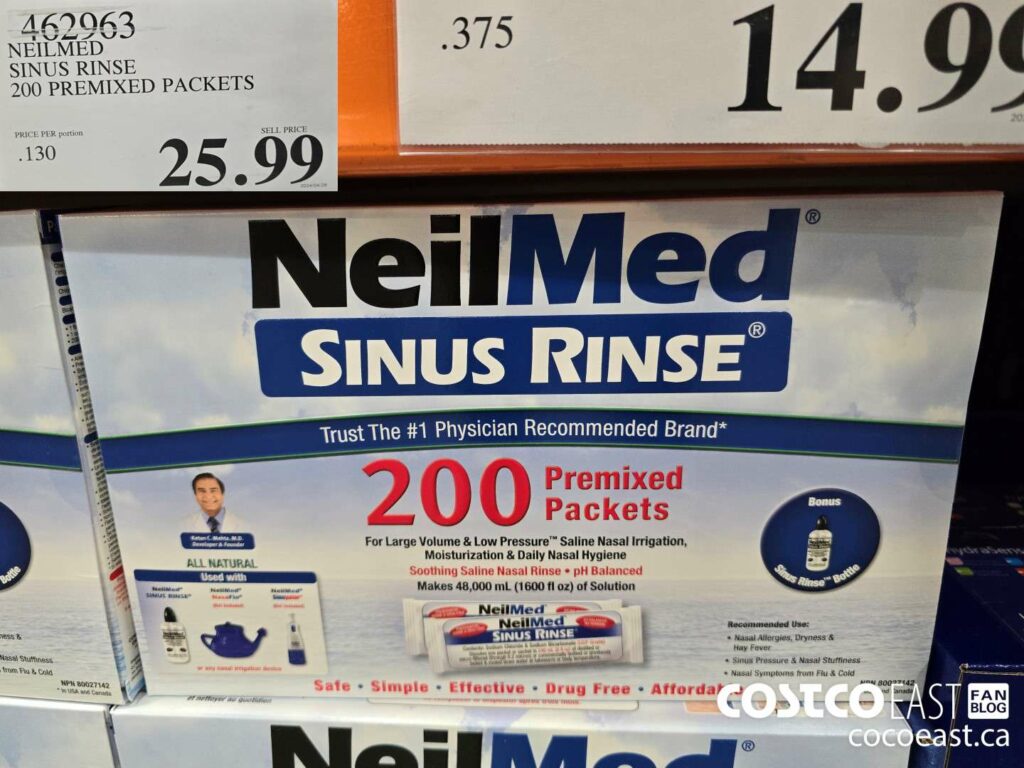 462963 NEILMED SINUS RINSE 200 PREMIXED PACKETS 25 99 - Costco East Fan ...