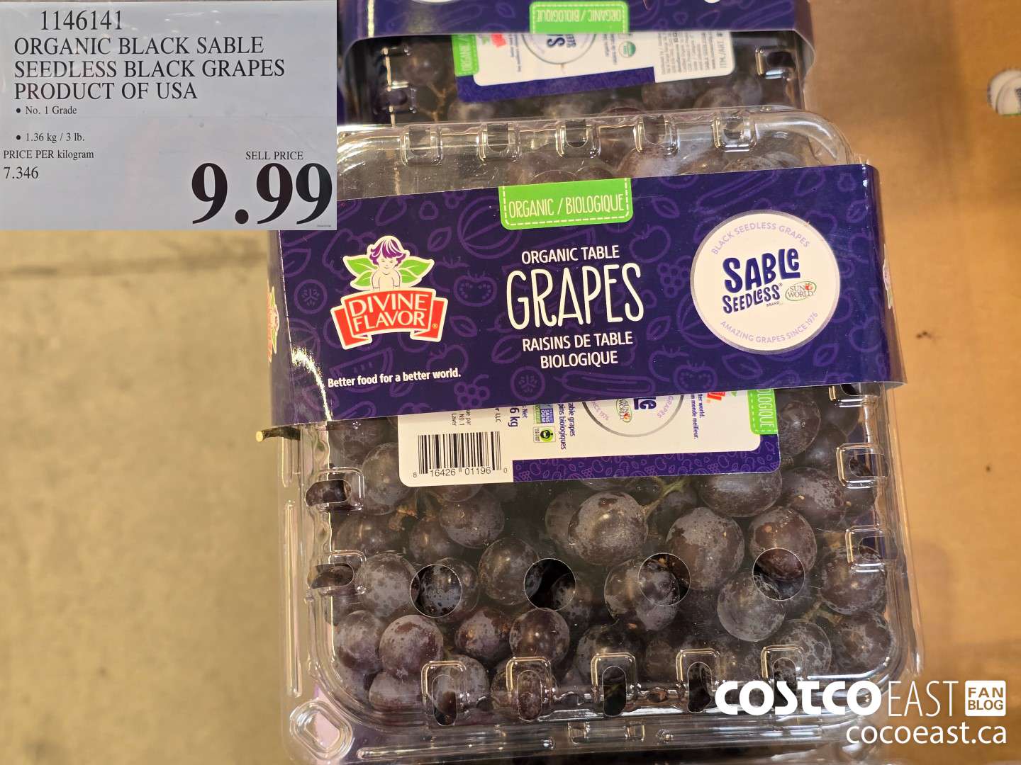 1146141 ORGANIC BLACK SABLE SEEDLESS BLACK GRAPES PRODUCT OF USA 9 99 ...