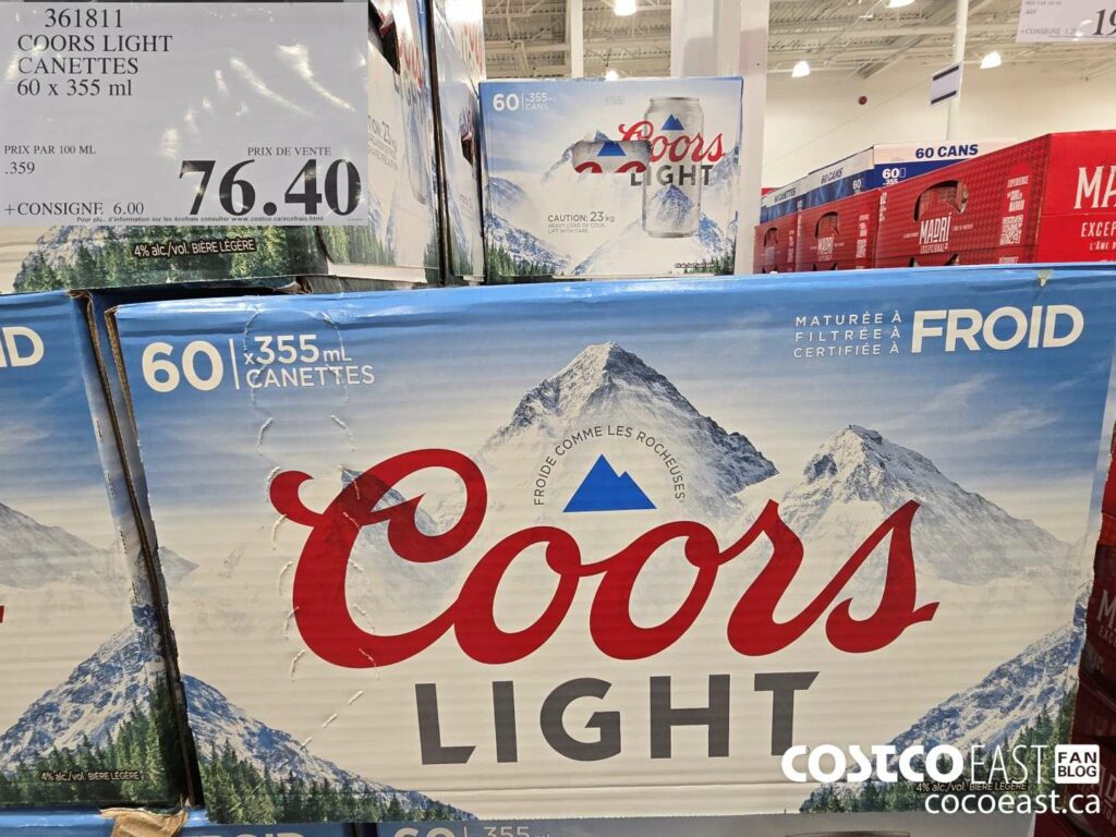 361811 COORS LIGHT CANETTES 60 x 355 ml 76 40 - Costco East Fan Blog