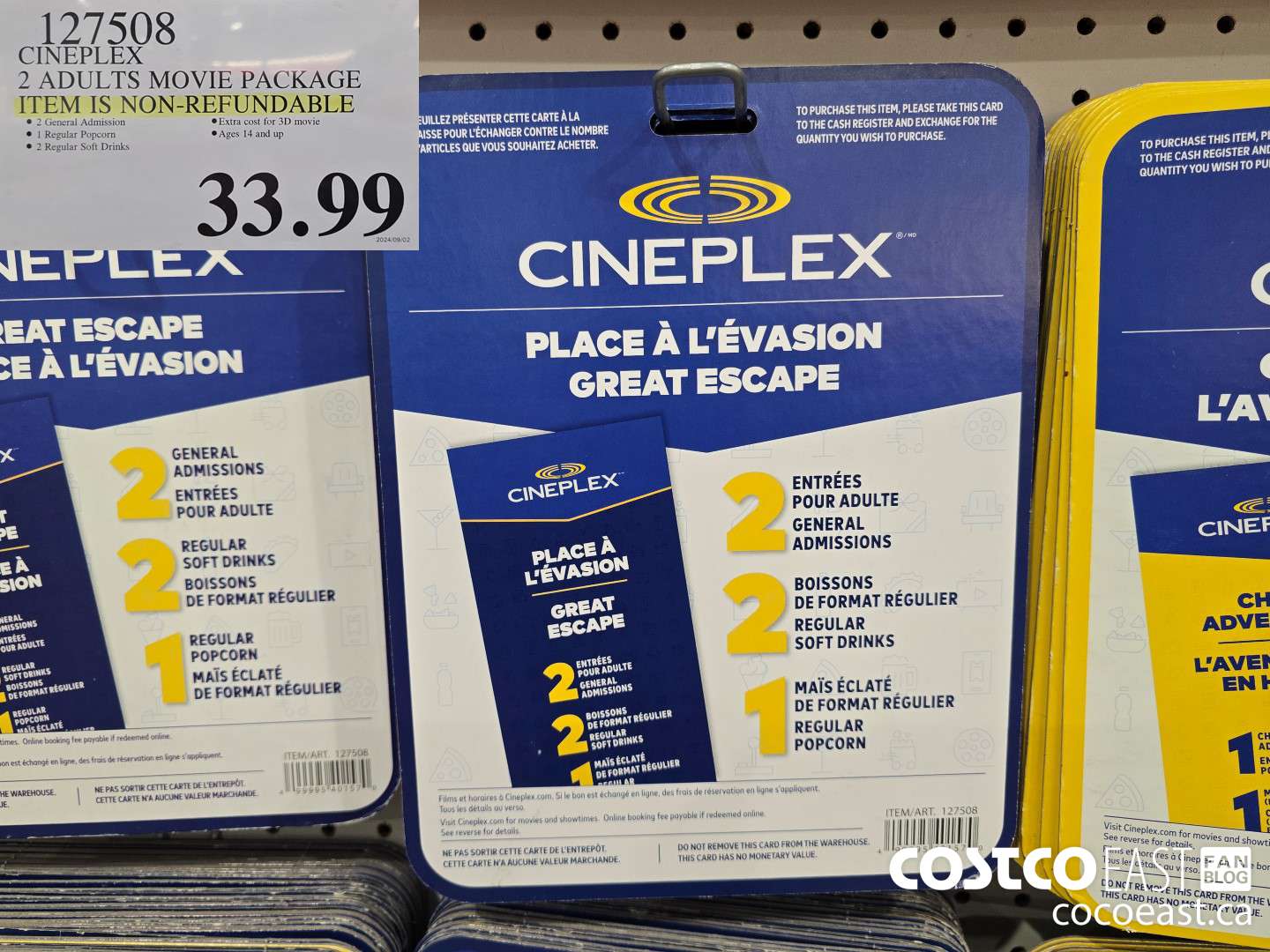 127508 CINEPLEX GREAT ESCAPE 2 ADULTS MOVIE PACKAGE THIS ITEM IS NON REFUNDABLE 33 99 - Costco ...