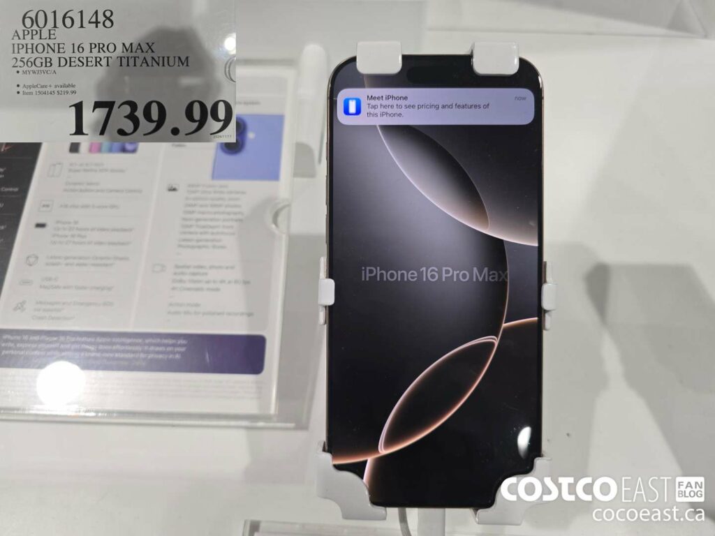 6016148 APPLE IPHONE 16 PRO MAX 256 GB DESERT TITANIUM 1739 99 - Costco ...