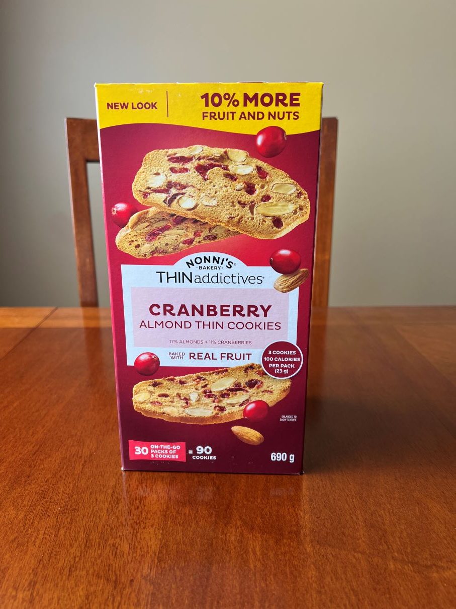 Natalie reviews: Nonni's THINaddictives Cranberry Almond Thin Cookies ...