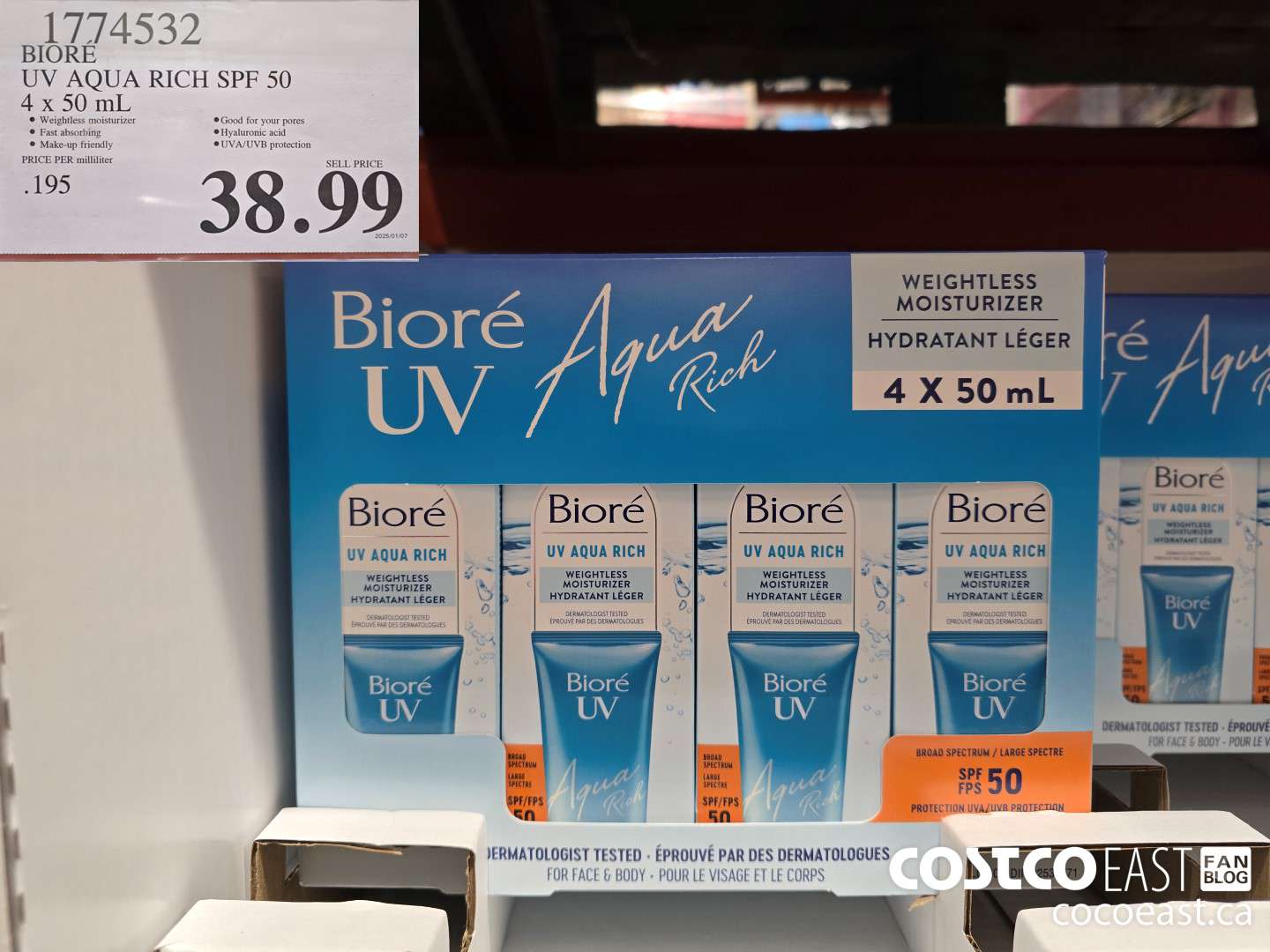 1774532 BIORE UV AQUA RICH SPF 50 4 x 50 ML 38 99 - Costco East Fan Blog