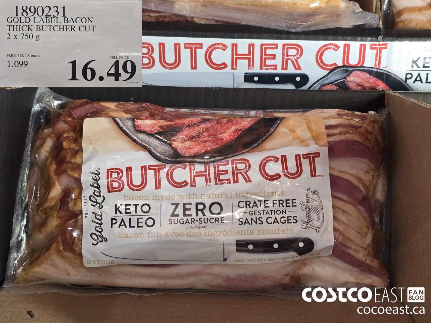 1890231 GOLD LABEL BACON THICK BUTCHER CUT 2 x 750 G 16 49 - Costco ...