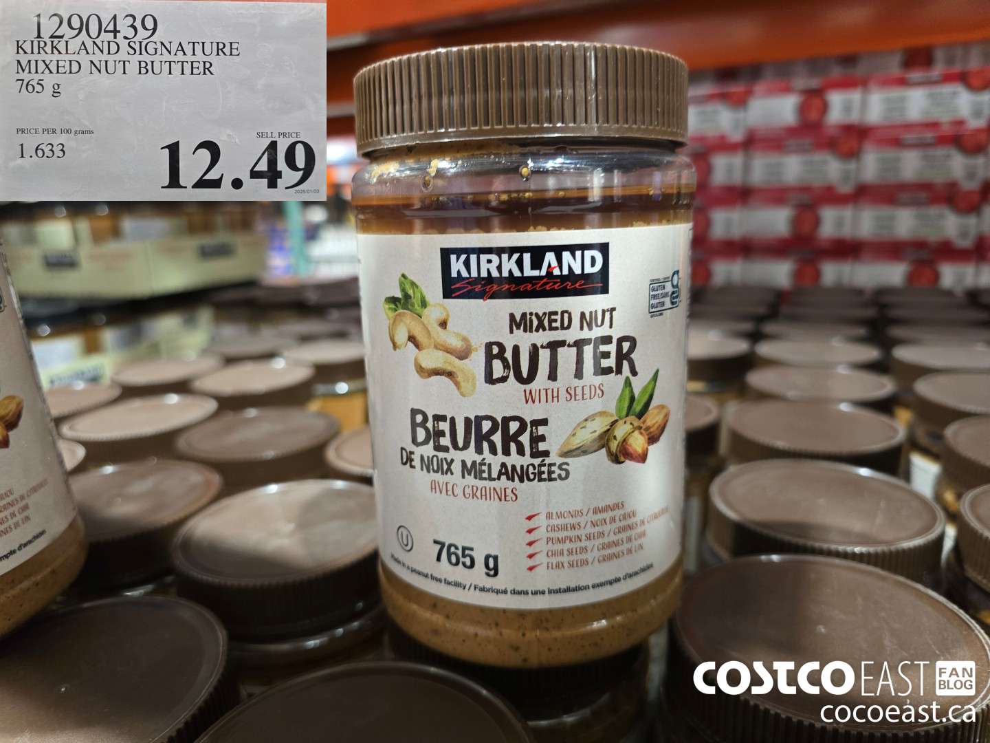 1290439 KIRKLAND SIGNATURE MIXED NUT BUTTER 765g 12 49 - Costco East ...