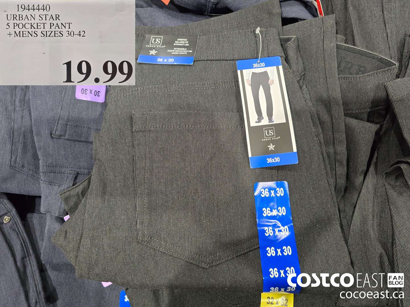 1944440 URBAN STAR 5 POCKET PANT MENS SIZES 30 42 19 99 - Costco East ...