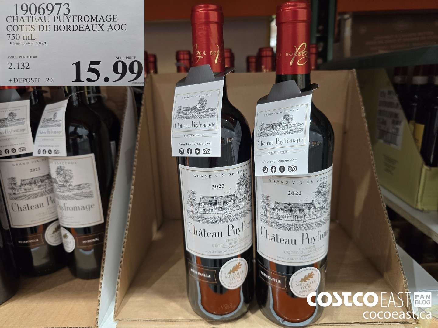 1906973 CHATEAU PUYFROMAGE COTES DE BORDEAUX AOC 750 m 15 99 - Costco ...