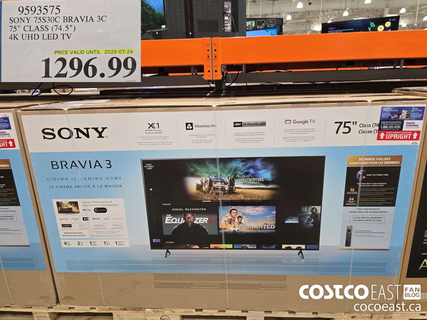 9593575 SONY 75830C BRAVIA 3C 75 CLASS 74 5 4K UHD LED TV 1296 99 ...