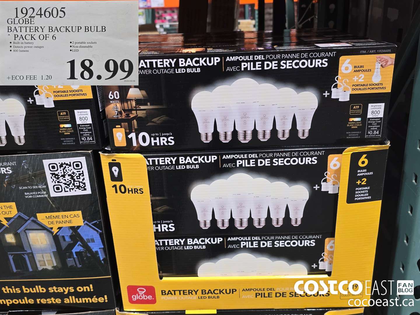 1924605 GLOBE BATTERY BACKUP BULB PACK OF 6 18 99 - Costco East Fan Blog